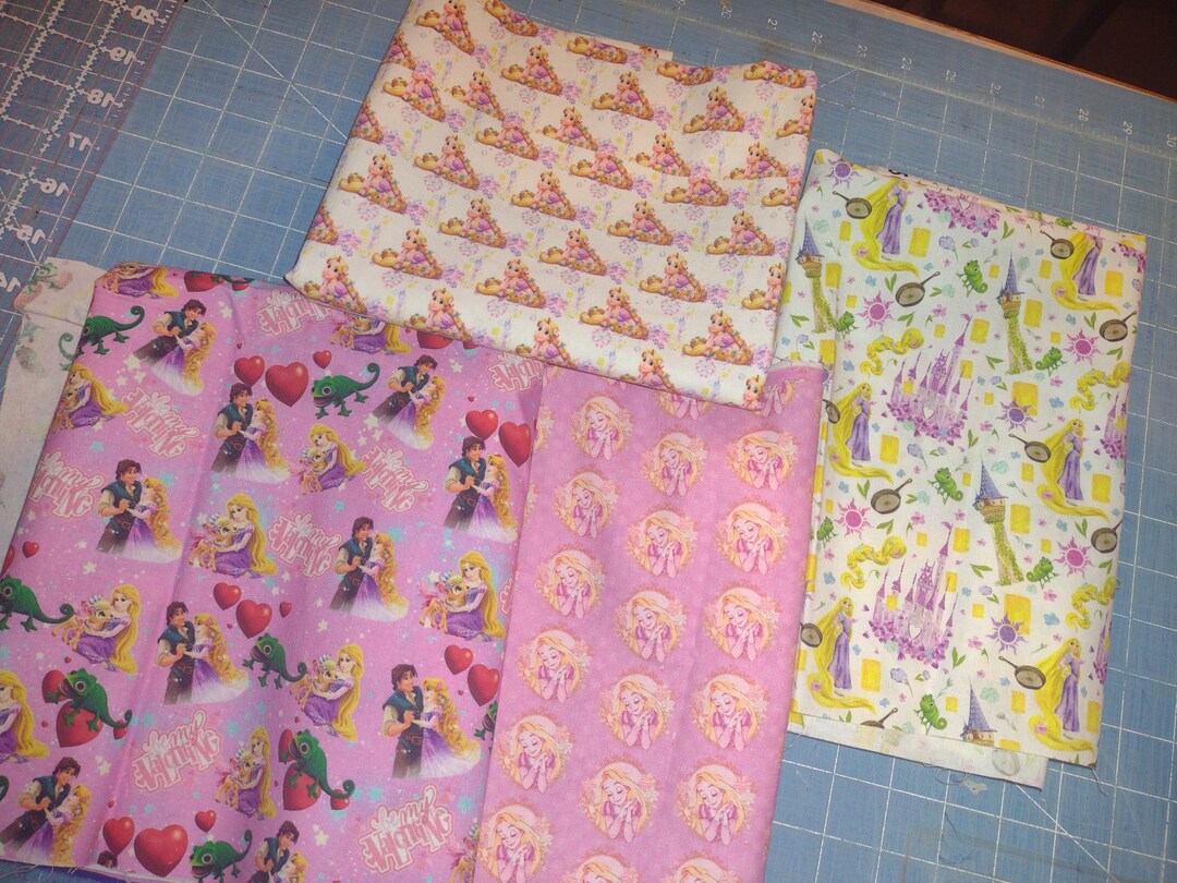 Disney Tangled Fabric Rapunzel Fabric 100% Cotton Remnants More Added 7 ...