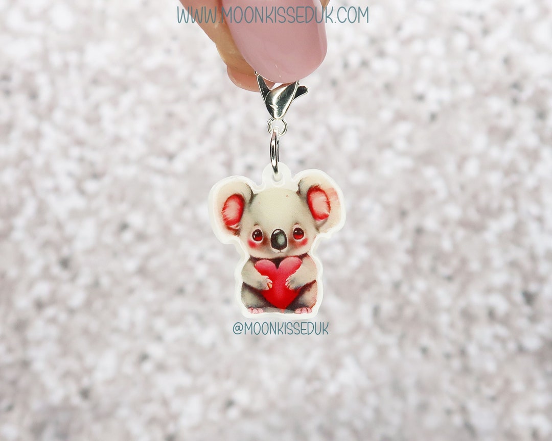 Cute Koala Charm, Koala With Lobster Clasp, Koala Stitch Marker, Koala ...