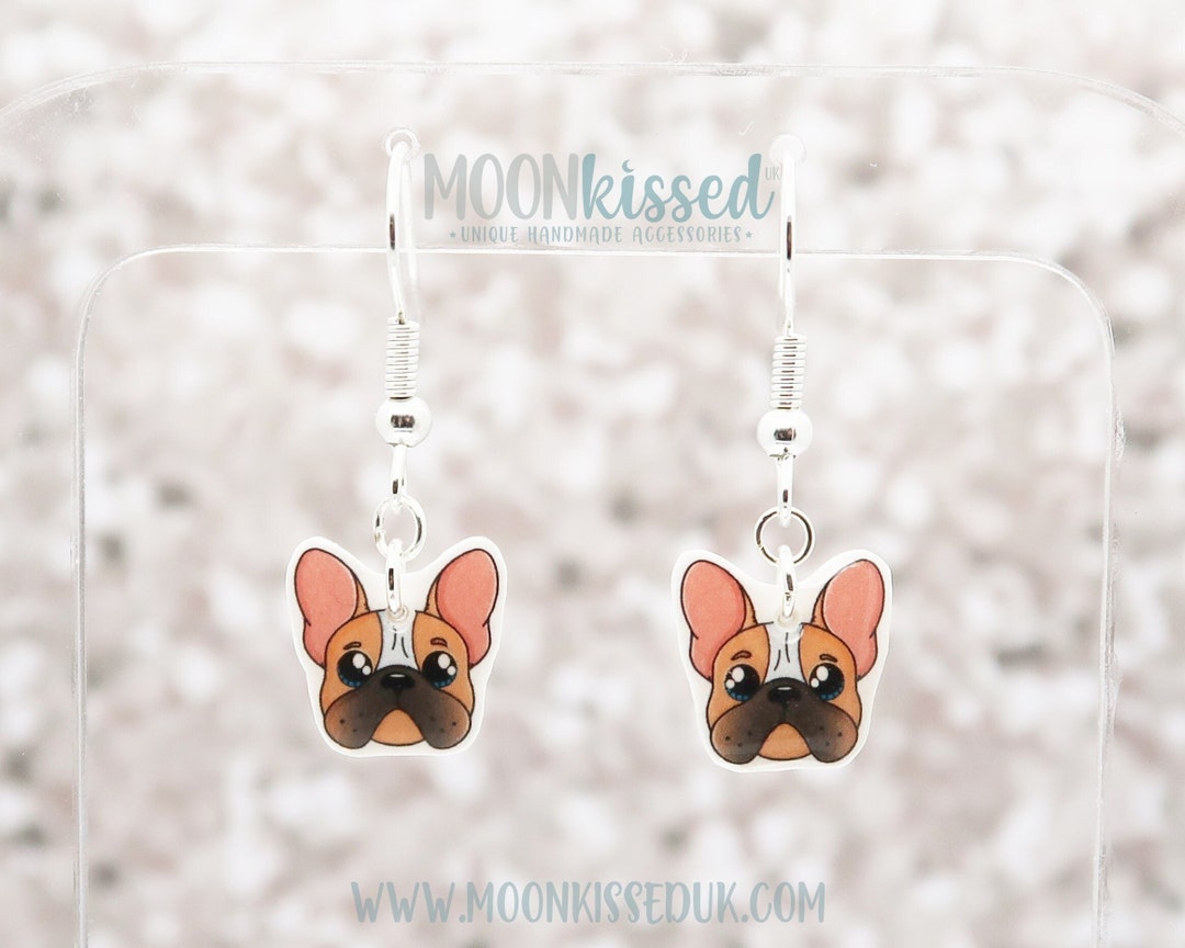 Cute Frenchie Earrings, Cream Frenchie Dangle Earrings, Fawn Frenchie ...