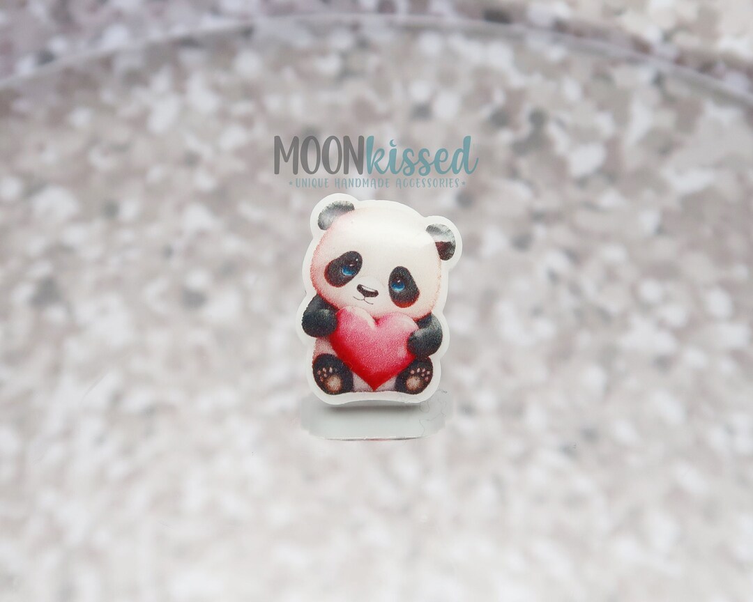 Cute Panda Pin, Panda Holding a Heart Badge, Giant Panda Brooch, Panda ...