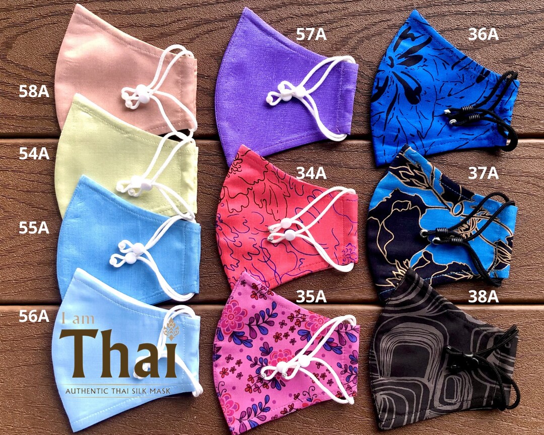 3 Layer Thai Silk & Muslin Face Mask, Nose Wire, Filter Pocket ...