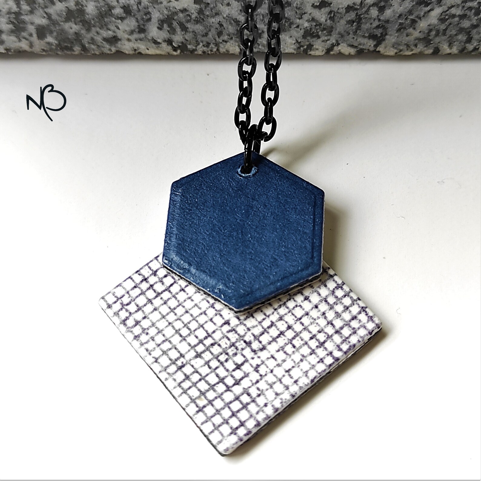 Treated paper and recycled cardboard pendant. Diamond pendant. | Etsy