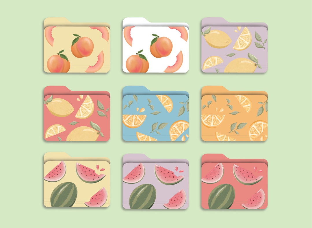 Desktop Folder Summer Fruit File Icons MAC or PC Summer Pattern, Summer ...