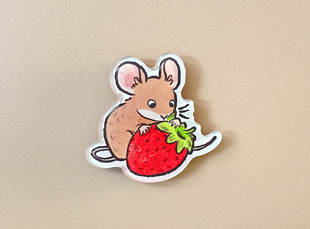 Strawberry Mouse Magnet | Fridge Magnet | Cute Magnet | Kawaii Magnet ...