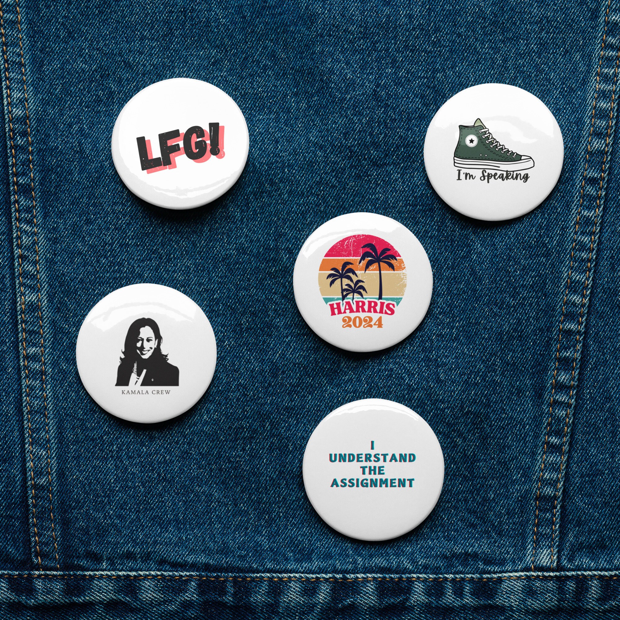 Kamala Harris 2024 Button Set, 5 Unique Designs, I'm Speaking, LFG, I ...