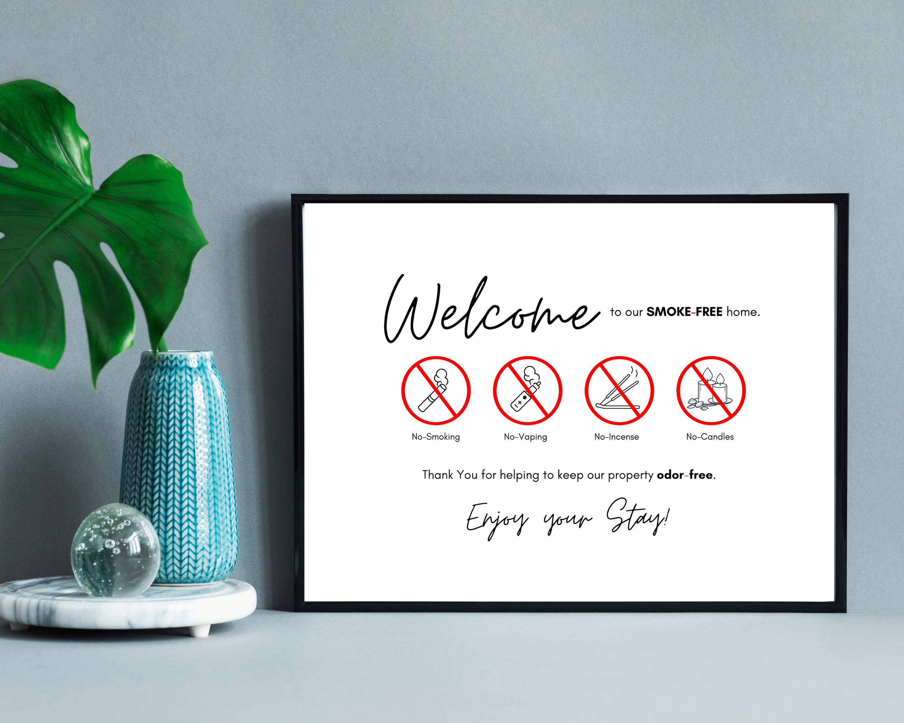 Airbnb No Smoking Sign, No Vaping Sign, No Incense Sign, No Candles ...