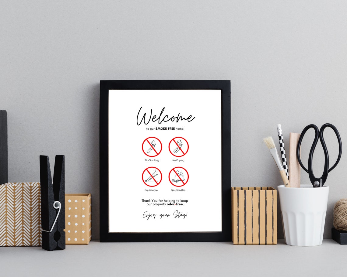 Airbnb No Smoking Sign, No Vaping Sign, No Incense Sign, No Candles ...