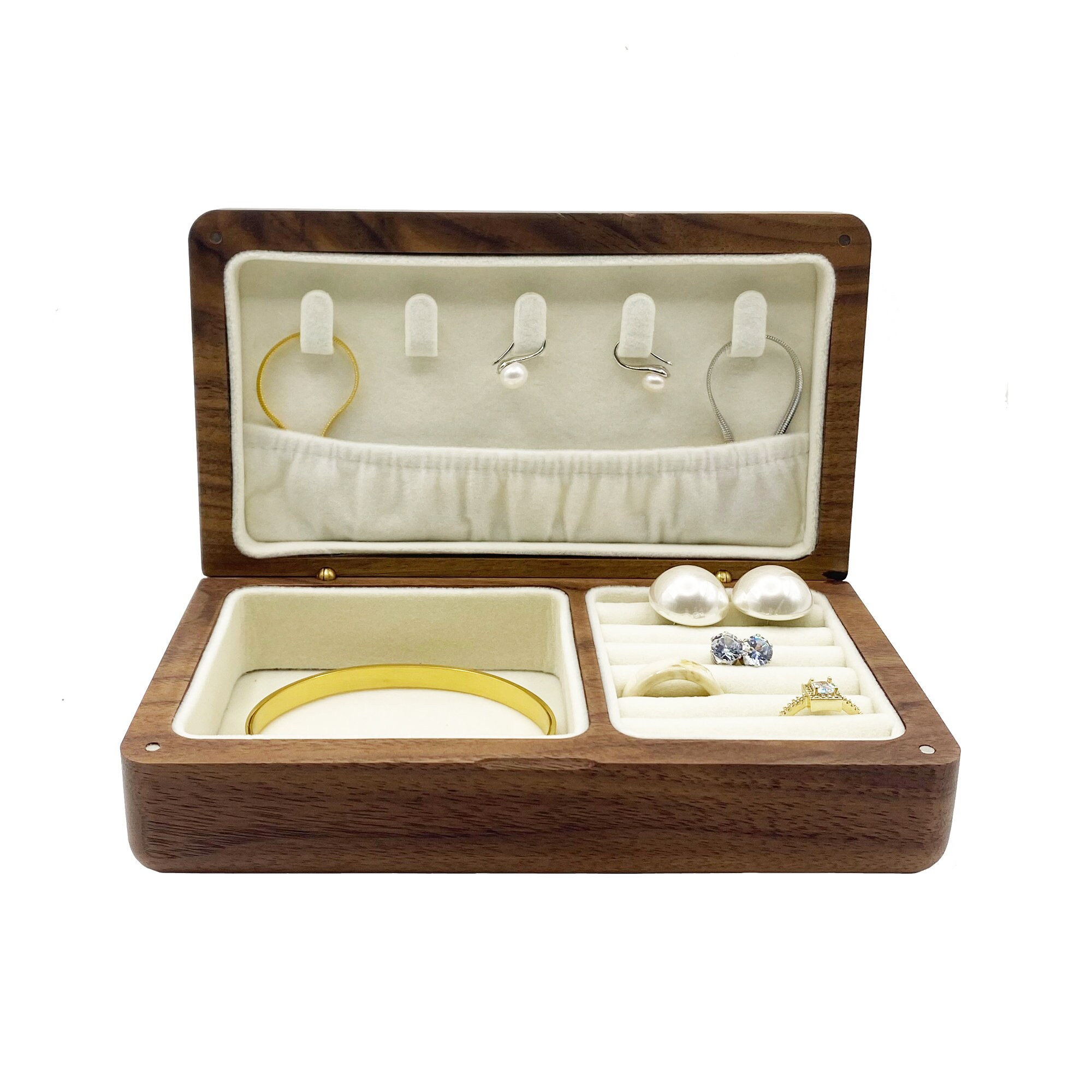 Solid Walnut Wood Jewelry Box for Women Girls Wooden Jewelry - Etsy