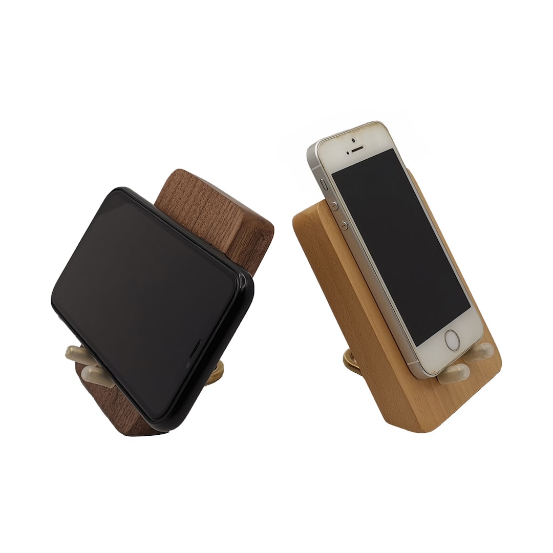 Walnut Wood Phone Stand for Desk, Beech Wood Cell Phone Holder, Phone ...