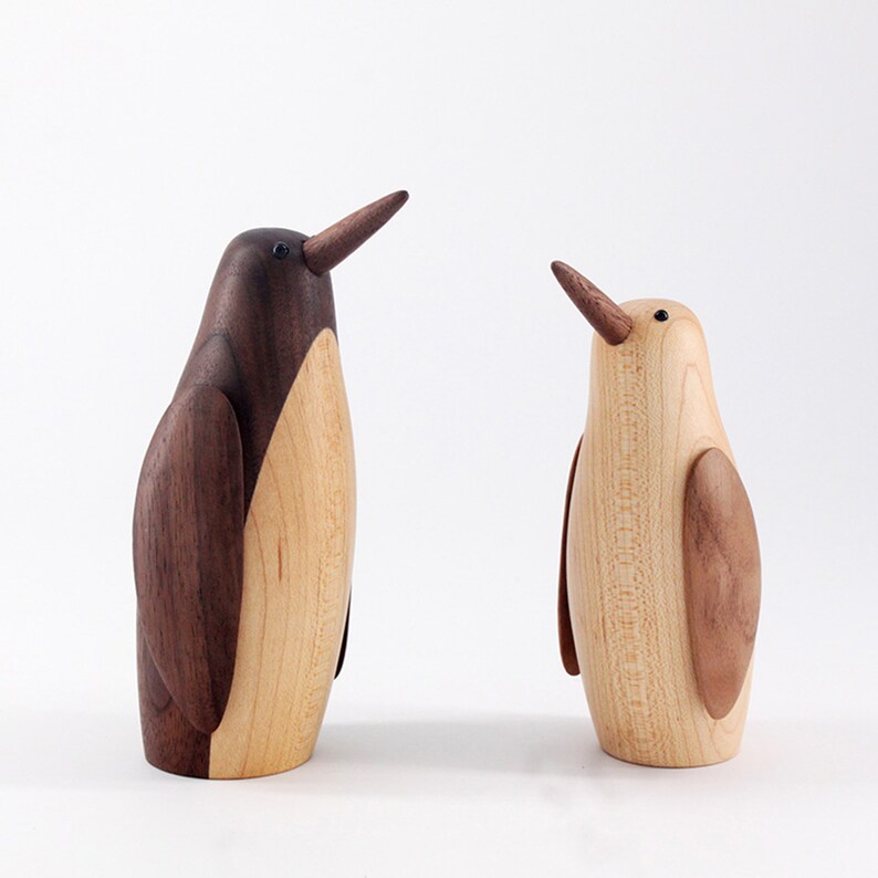 Wood Penguin Figurine Animal Statue Small Ornament Home - Etsy