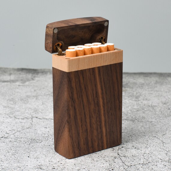 Handmade Walnut Wood Cigarette Case Cigarette Holder Smoker - Etsy