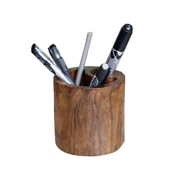 Handmade Vintage Wood Pen Holder for Desk Rustic Pencil | Etsy