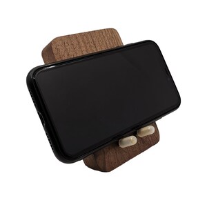 Walnut Wood Phone Stand for Desk, Beech Wood Cell Phone Holder, Phone ...