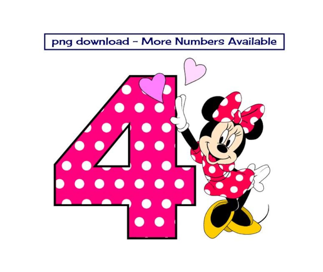 Minnie Birthday Age 4 PNG Instant Download Ready to Print for Shirt ...