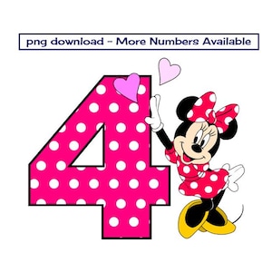 Minnie Birthday Age 4 PNG Instant Download Ready to Print for Shirt ...