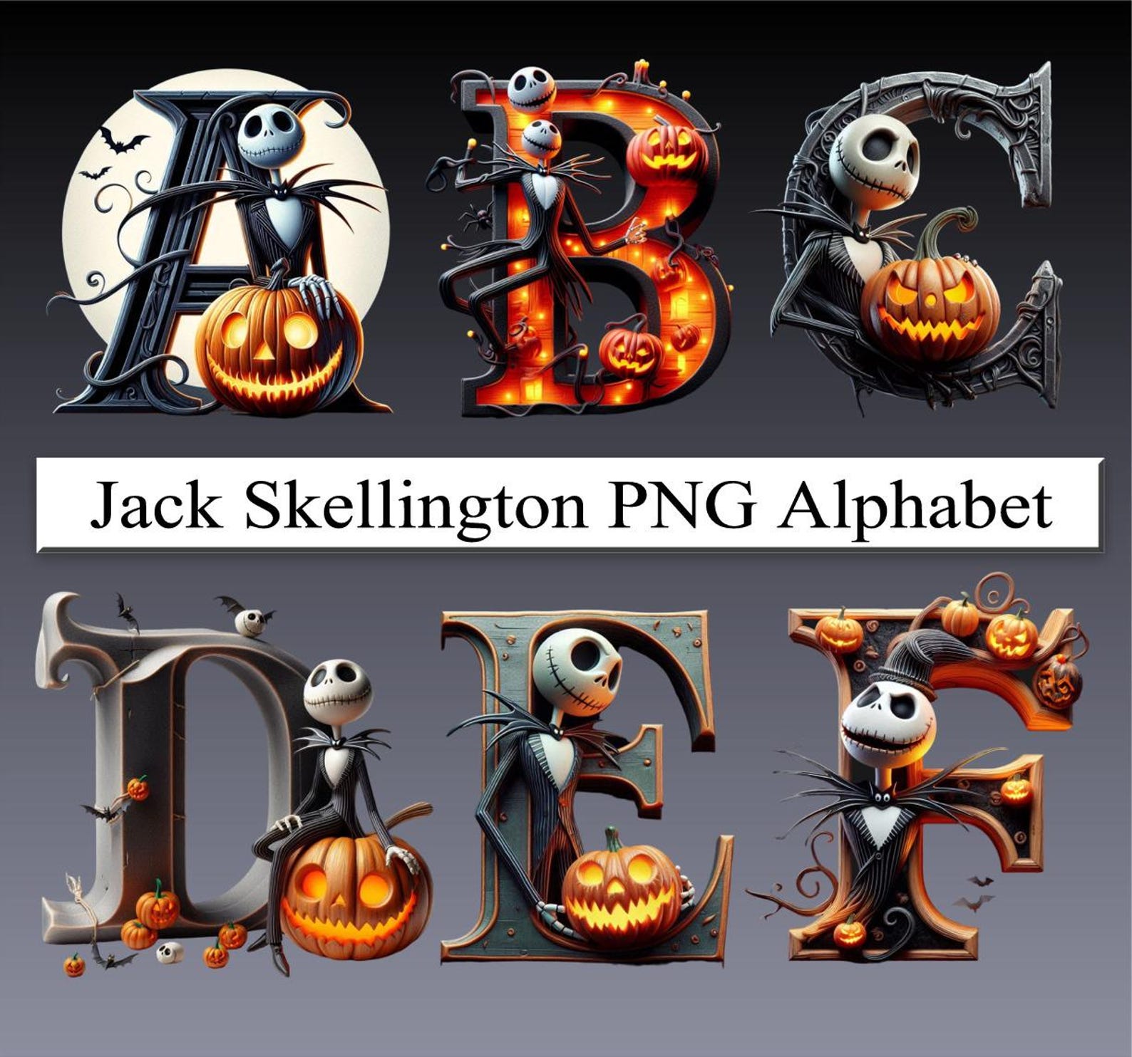 Halloween Alphabet Letters PNG Digital Download Printable Font ...