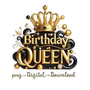 Birthday Queen Digital PNG Download Printable Graphic Transparent ...