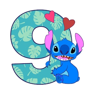 Stitch Birthday Age 9 PNG Instant Download Ready to Print for Shirt ...