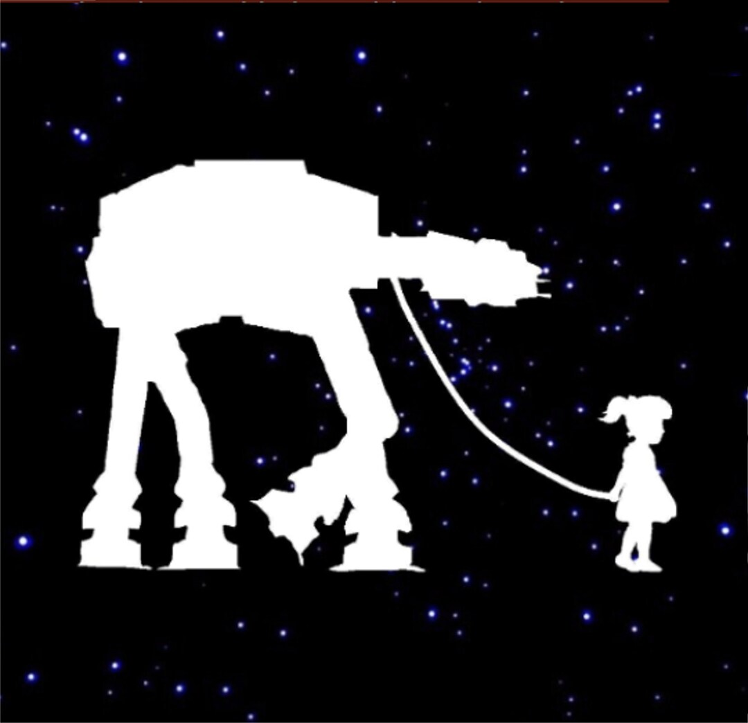 Star Wars At-at Robot With Girl SVG Decal Clipart Download Cut With ...