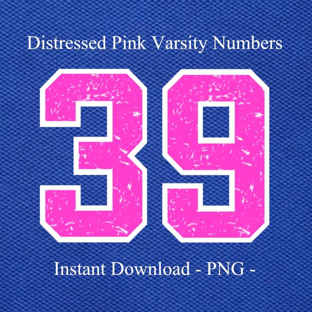 Varsity Numbers PNG Pink Grunge Distressed Numbers 0-9 Instant Download ...