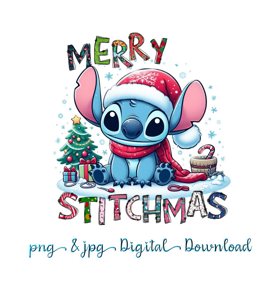 Stitch Merry Christmas Stitchmas Printable Digital Paper Christmas ...