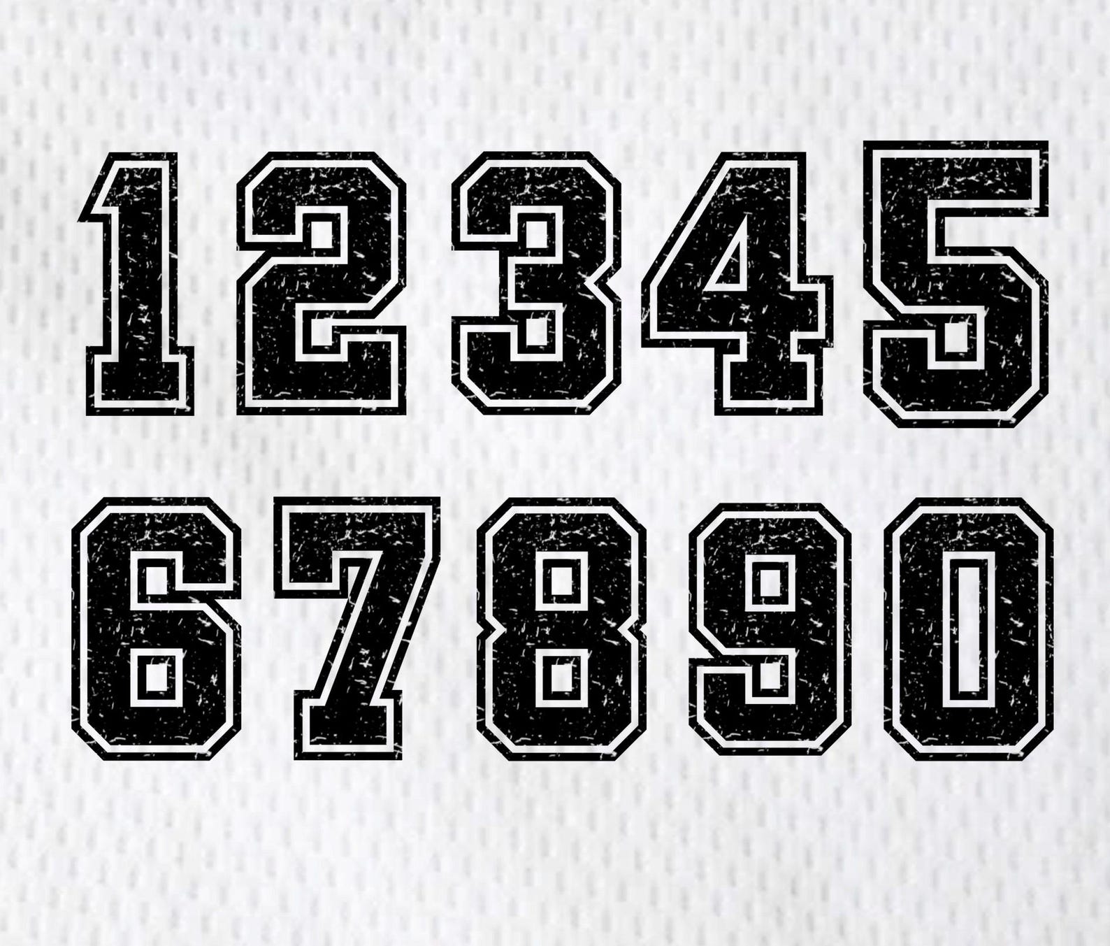 Varsity Numbers PNG Black Grunge Distressed Numbers 0-9 Instant ...