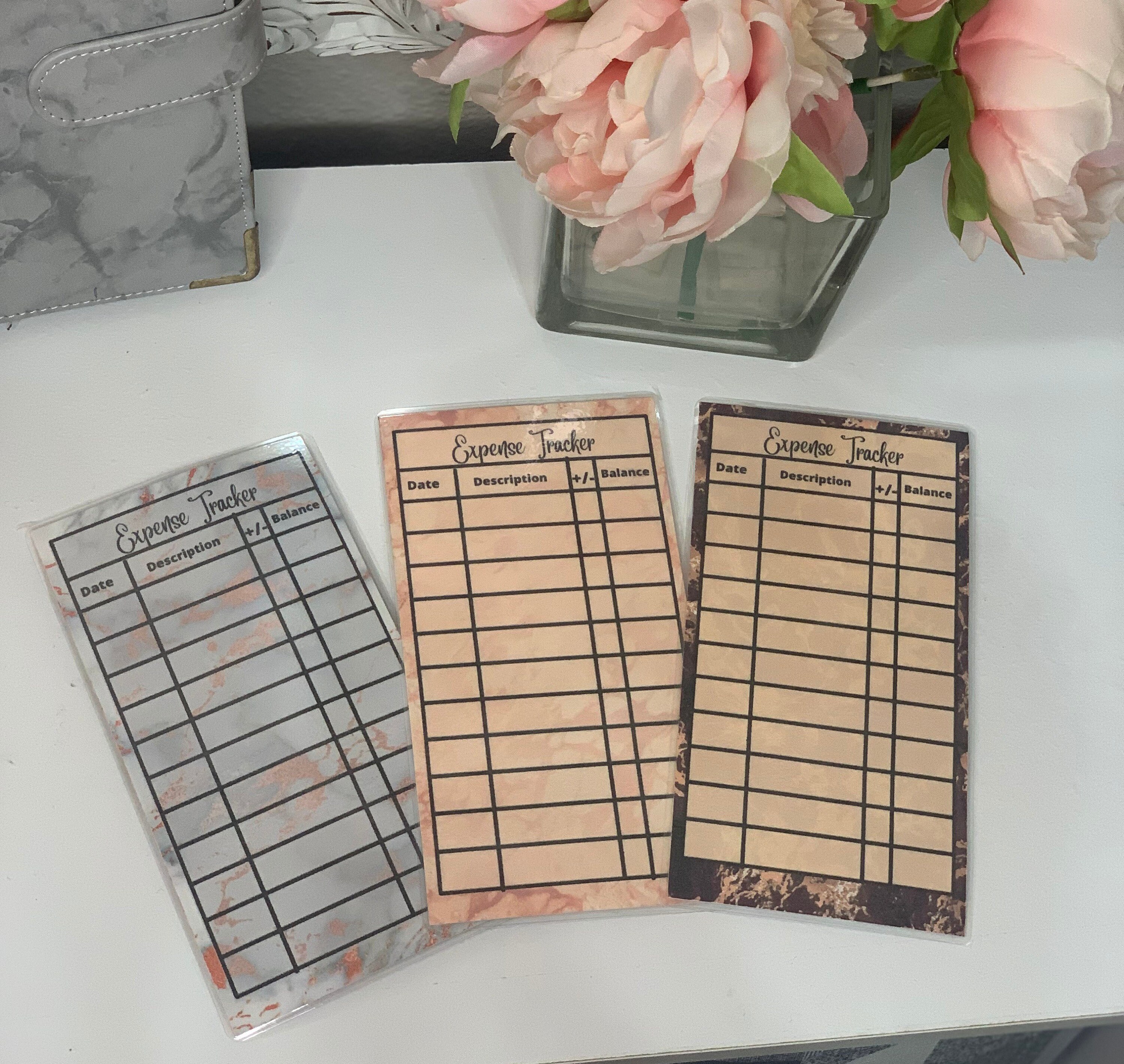 Set of 6 Expense Tracker for Cash Budgeting System, Marble Three Colors ...