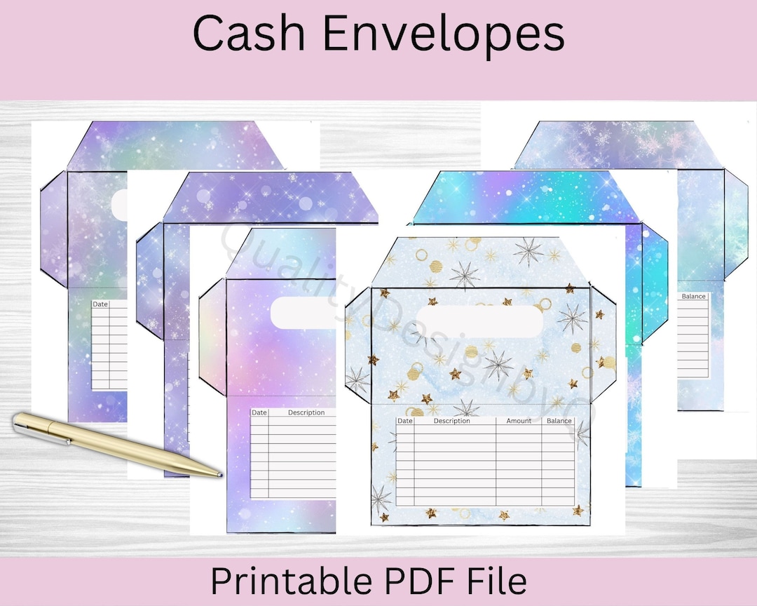 Winter Cash Envelope Blue Money Holder Template A6 Cash - Etsy