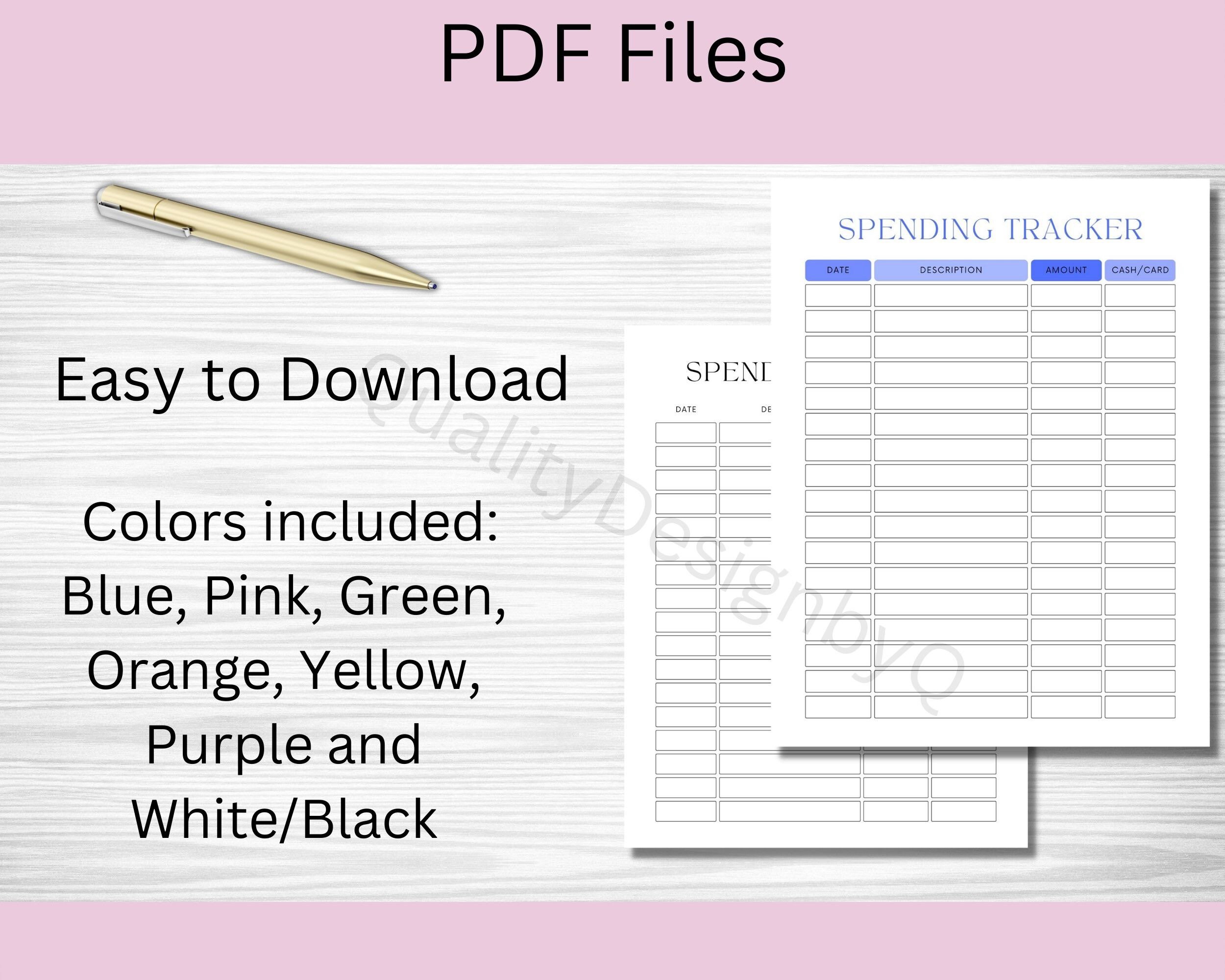 Expenses Tracker Printable for Budget Planner Simple Expense - Etsy