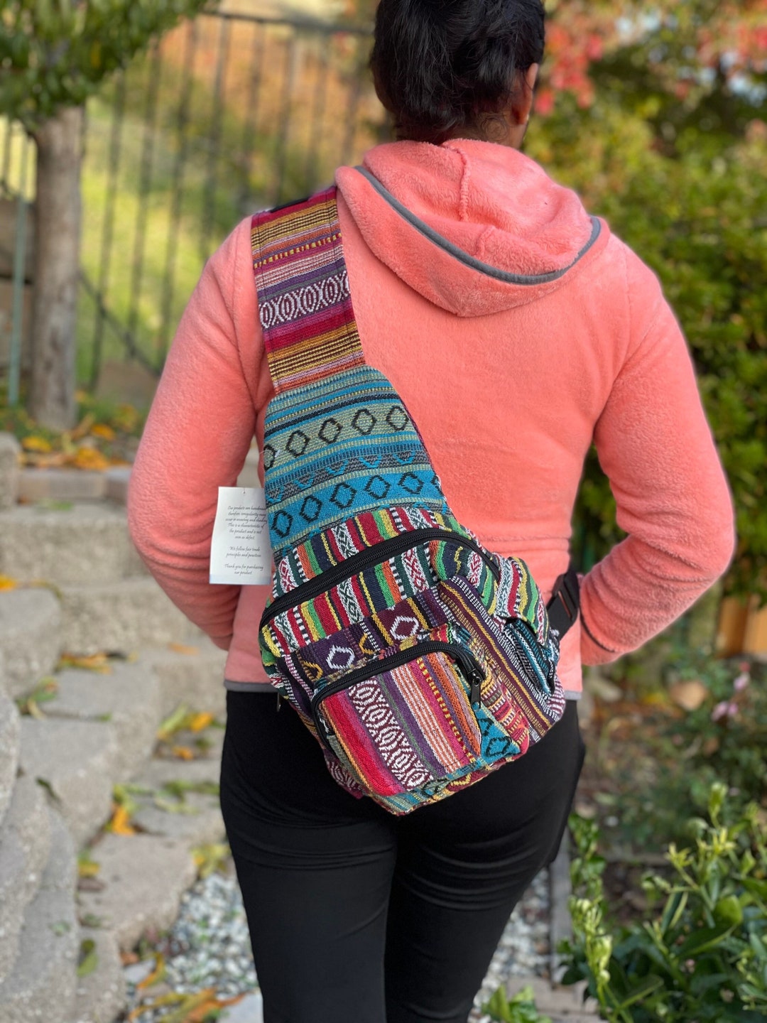 Boho Himalayan Cotton Sling Backpack: Travel Chest Bag - Etsy