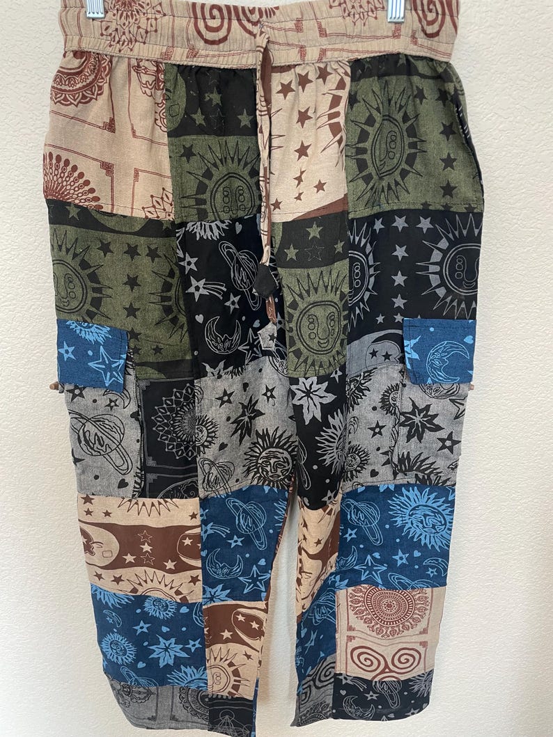 Patchwork Cotton Hippie Pants: Bohemian Cargo Trousers - Etsy