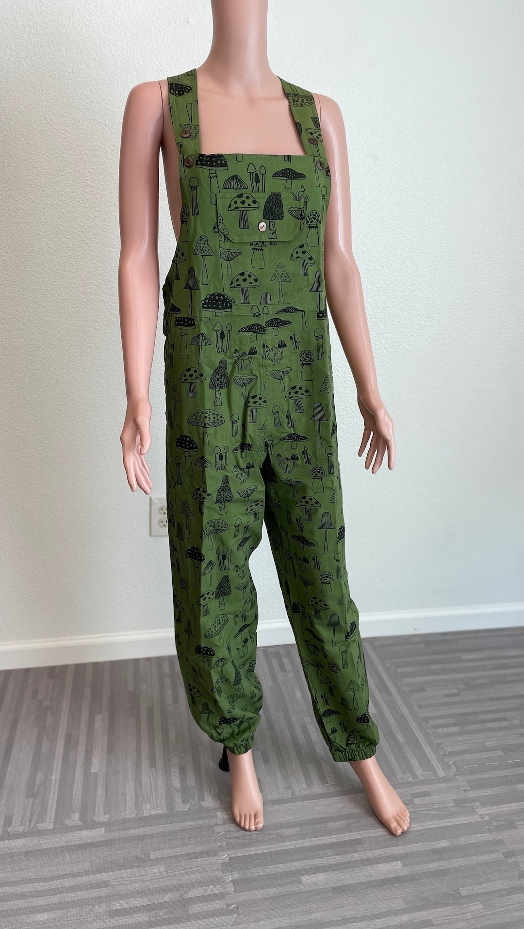 Mushroom Print Cotton Overalls: Boho Hippie Jumpsuit - Etsy