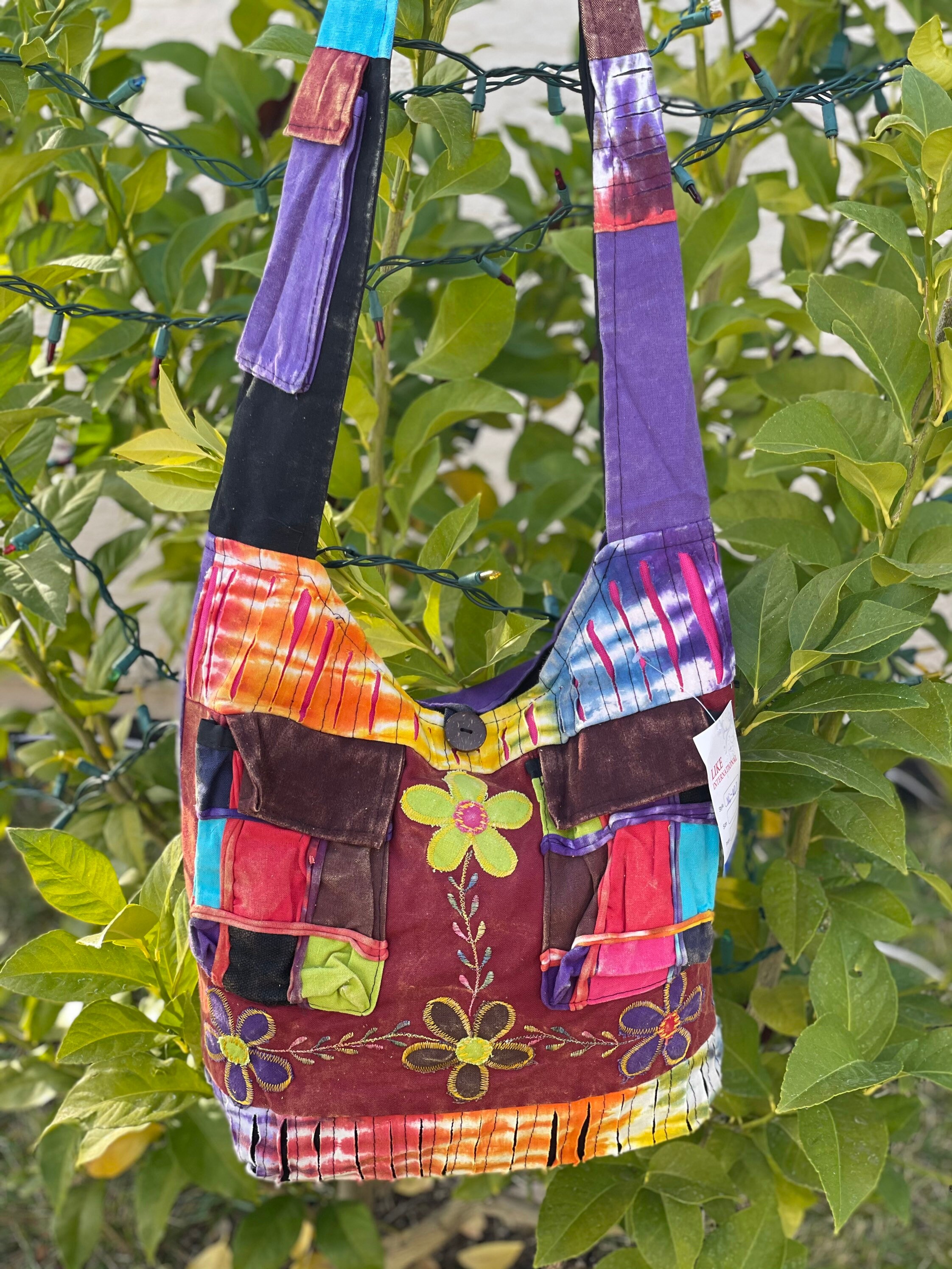 Flower Patchwork Boho Shoulder Bag: Fair Trade Vegan Crossbody - Etsy