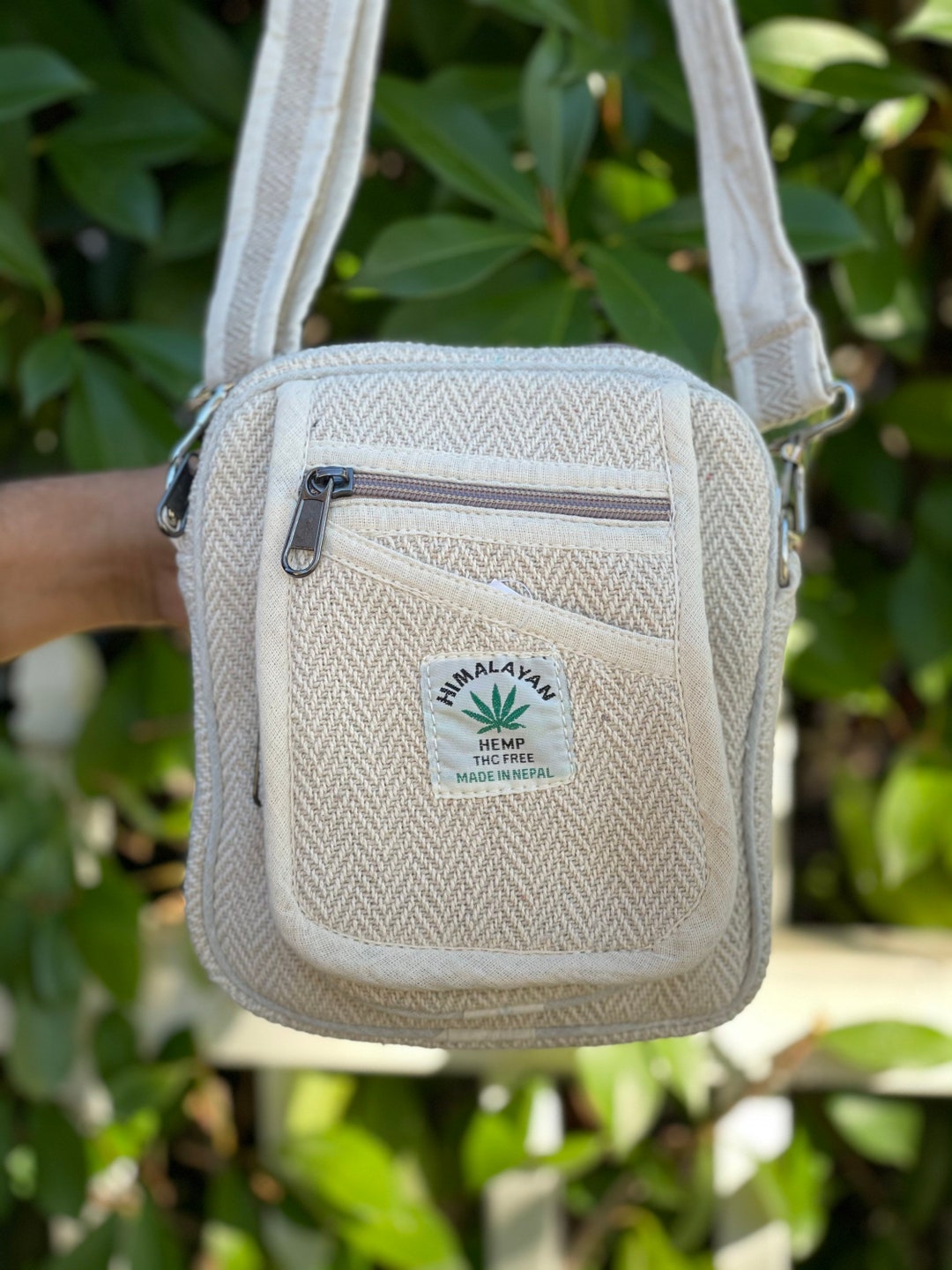 Handmade Hemp Crossbody Bag: Multi-pocket Camera Purse, Adjustable ...
