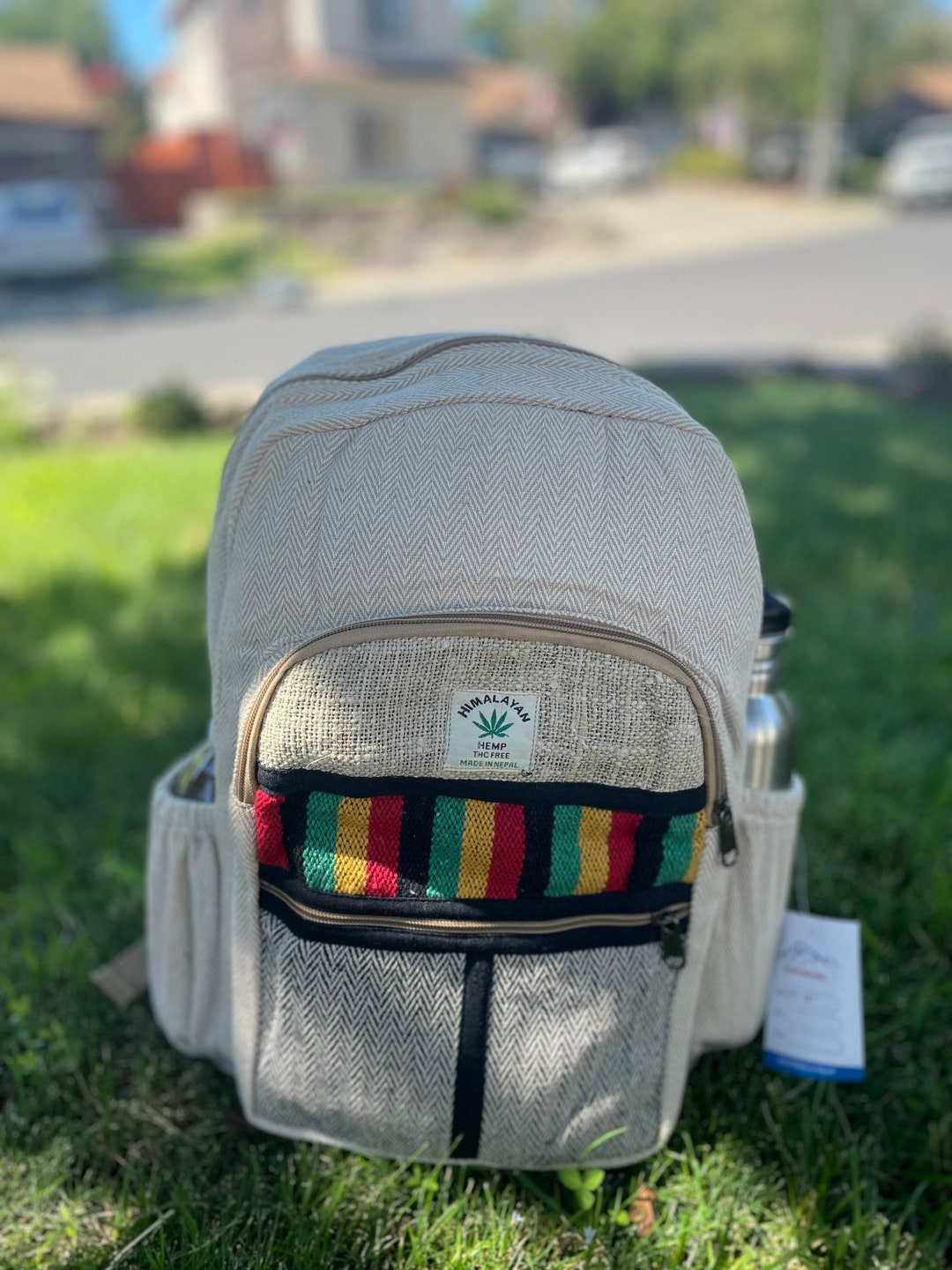 LARGE Himalayan Hemp Backpack With LAPTOP POCKET Nepal Fair Trade ...