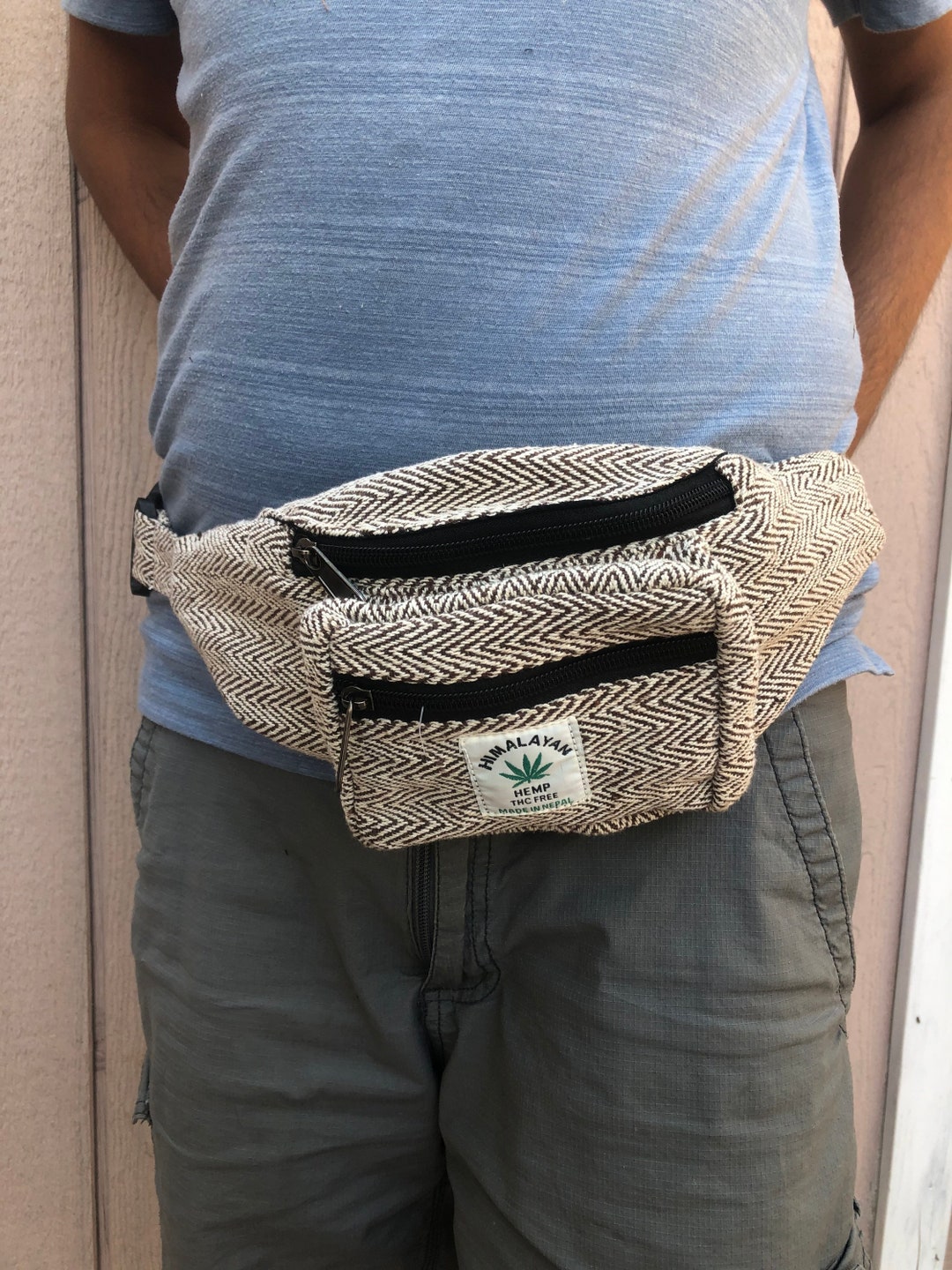 Striped Hemp Fanny Pack: Handmade Vegan Waist Bag, Nepal Boho Bum Bag ...