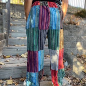 COLORFUL Patchwork Pants Bohemian Summer Bright Comfy Men and Women ...