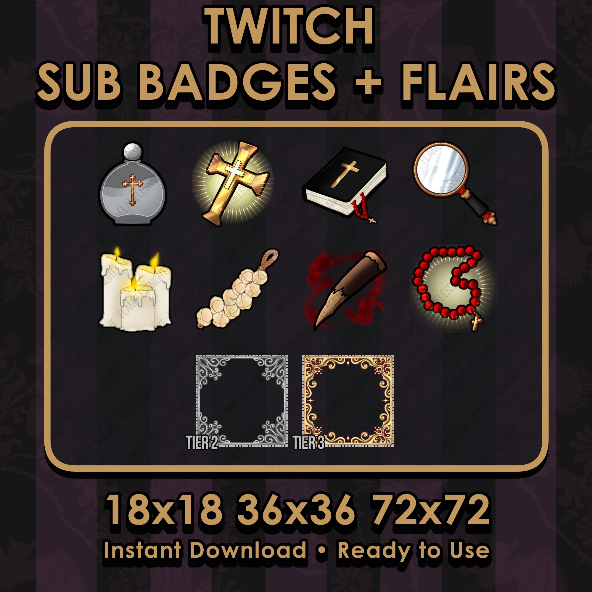 Vampire Hunting Kit 8 Twitch Sub Badges 2 Flair Badges - Etsy