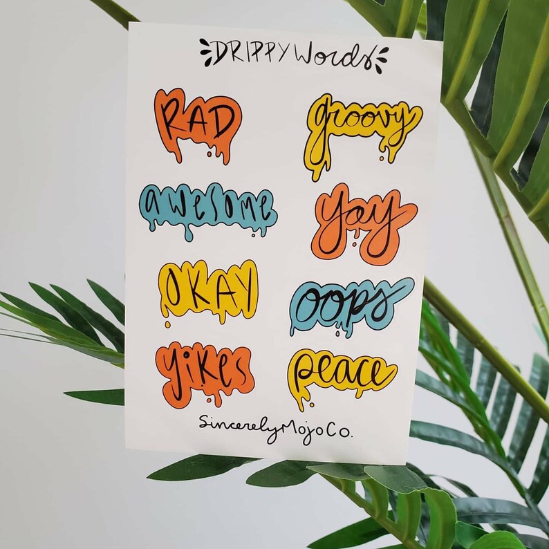 Drippy Words Sticker Sheet Bujo Stickers | Etsy