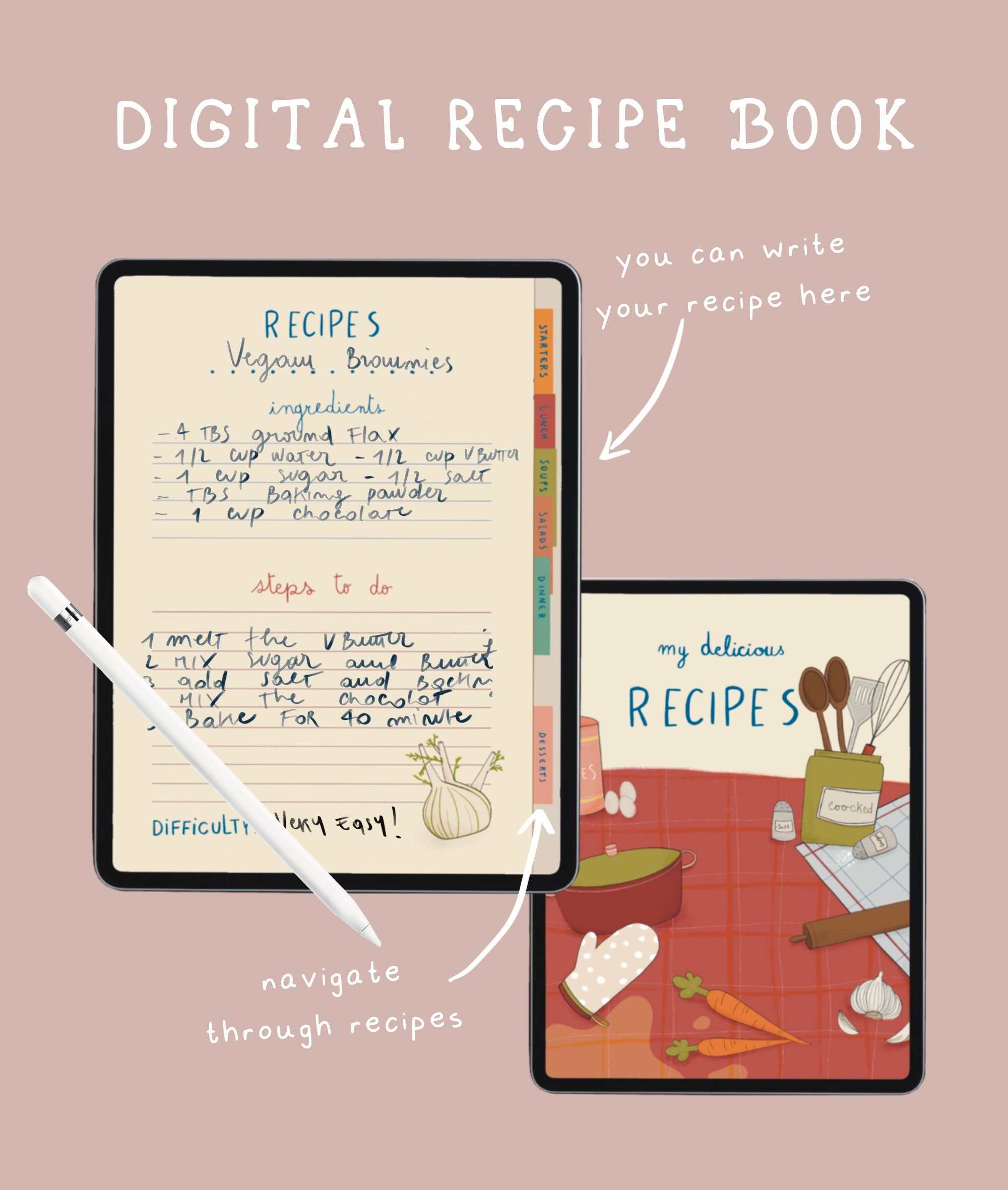 Digital Recipe Book, Goodnotes Template, Vertical Planner Digital ...