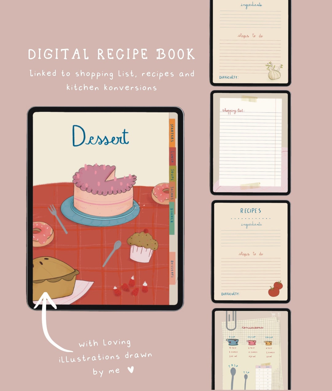 Digital Recipe Book, Goodnotes Template, Vertical Planner Digital ...