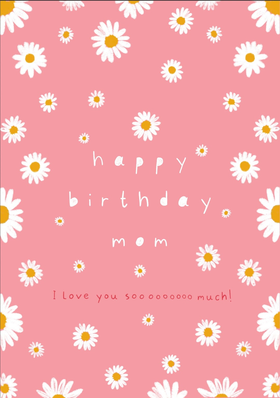 Happy Bday Mom - Bday Card - Bday Pink Floral Card - Greeting Card With ...