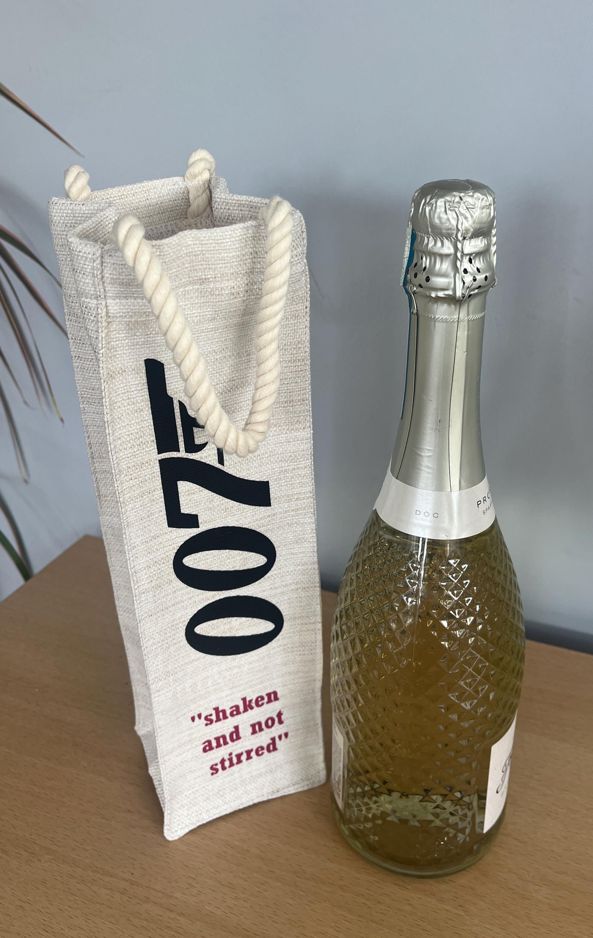 007 Themed, James Bond Bottle Gift Bag Canvas Wine Spirit Whisky Carry ...