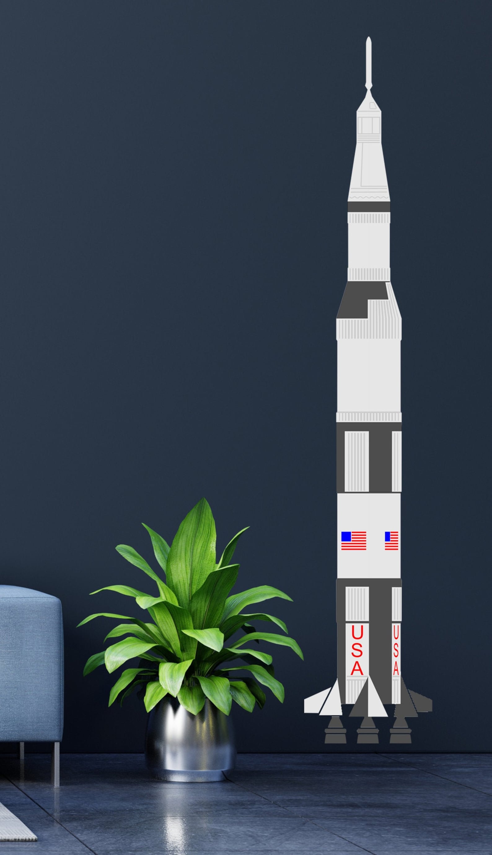 Saturn V Rocket Vinyl Wall Art 5 Colour Decal | Etsy