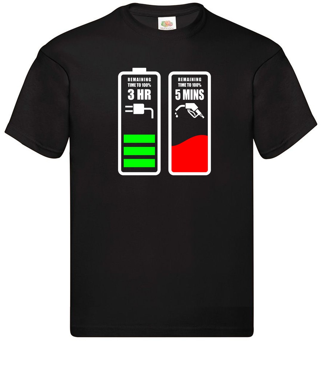 Car Diesel EV Low Energy Funny Battery 205g T-shirt Gift Top Adult Teen ...
