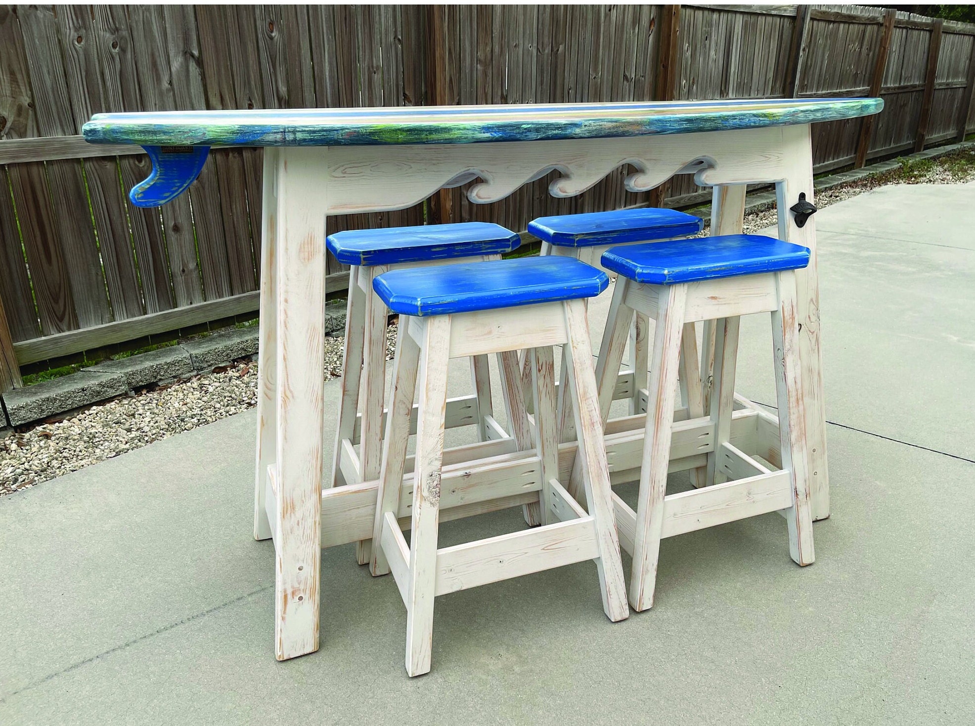 Surfboard Table and 4 Stools - Etsy