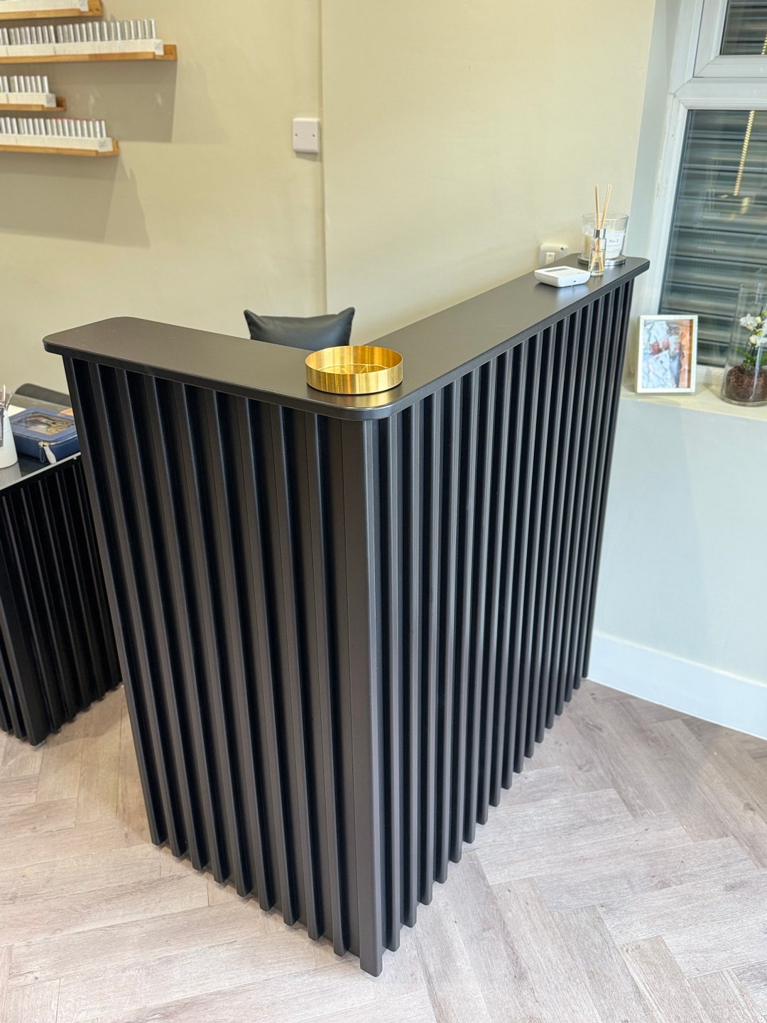 Bespoke Reception Desk L Shape, Fluted Design, Matt Black - Etsy
