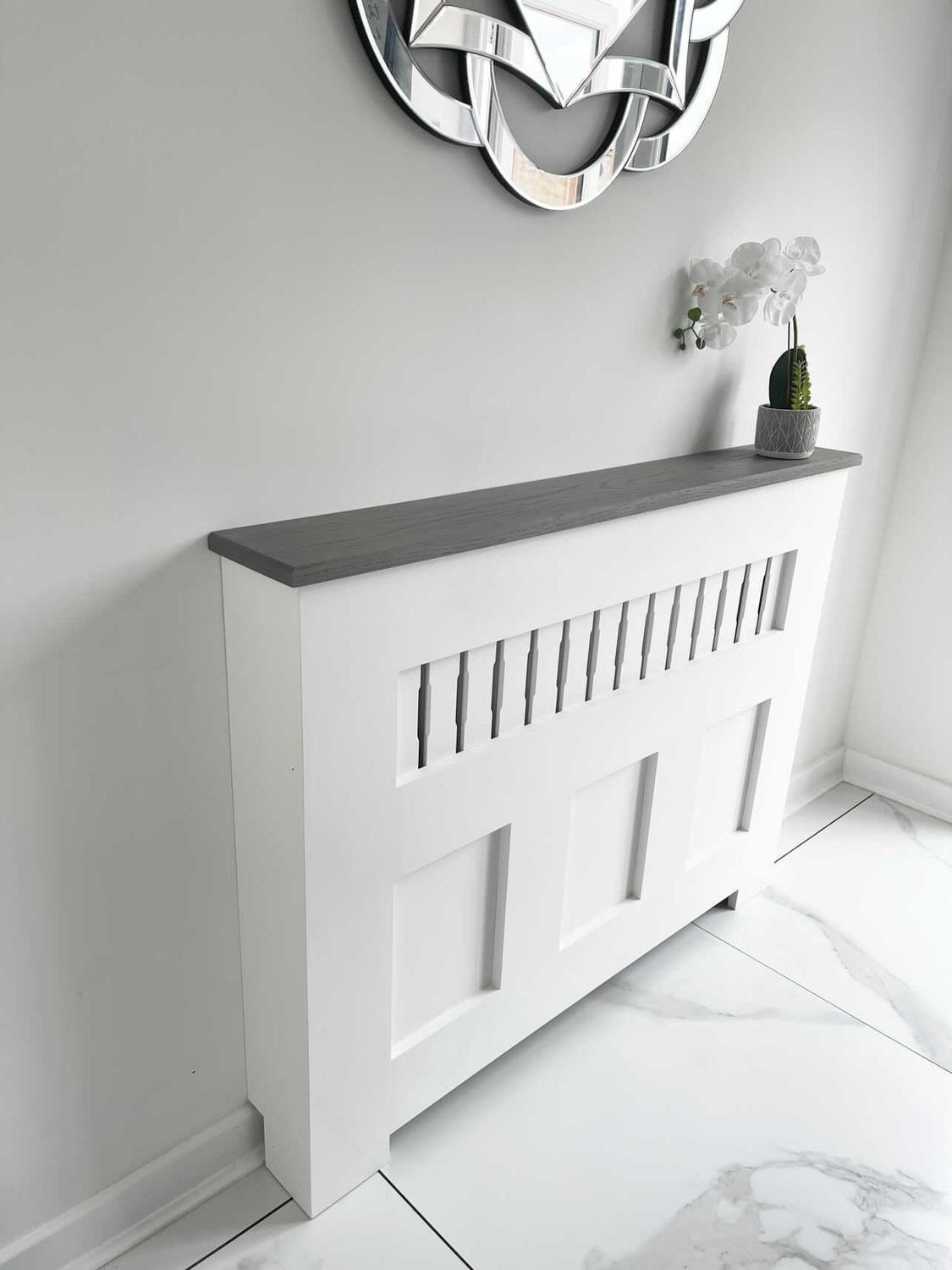 Bespoke Custom Radiator Cover Solid White Oak Top Grey Wash UK - Etsy