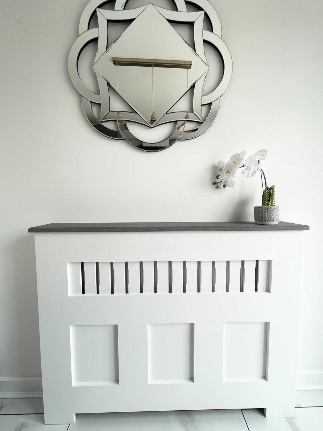 Bespoke Custom Radiator Cover Solid White Oak Top Grey Wash UK - Etsy