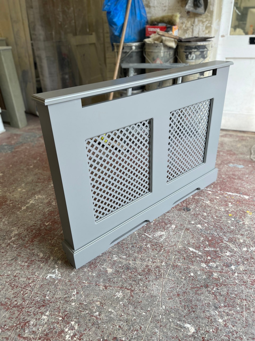Grey Diamond Grill Radiator Cover With Detailing - Etsy UK